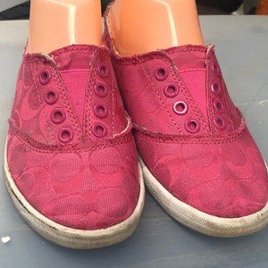 Coach | Shoes | Coach Pink Signature Logo Canvas Shoes Size 6b | Poshmark